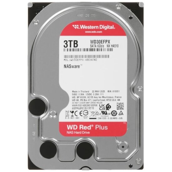 Жесткий диск 3.5" Western Digital WD Red Plus 3TB SATA-III NAS 5400rpm 256Mb WD30EFPX