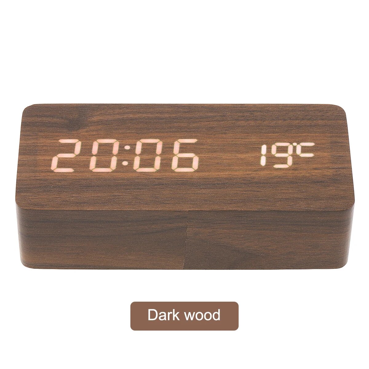 Деревянные цифровые часы с подсветкой Dark Wood