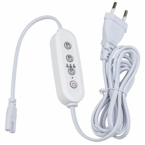 Таймер с вилкой и разъемом Uniel UST-E32 WHITE 2M L, N для фито светильника, 220В. 1500Вт. Провод 2 метра.