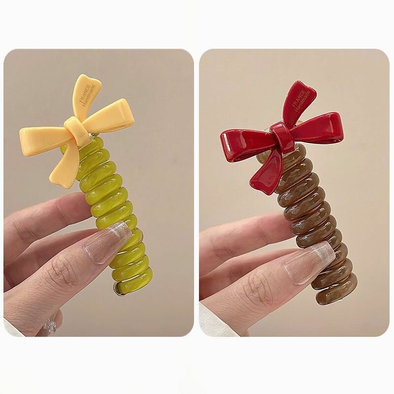 Весенне-летний милый инструмент для укладки волос с бантиком и эффектом пузырьковой косы, женская новинка 2026 года, высококачественная резинка для волос в виде телефонного провода.
