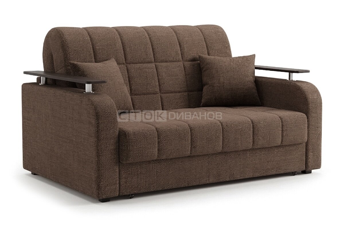 Диван Сток Диванов Техас-2, коричневая рогожка, 155 см, механизм аккордеон на металлокаркасе