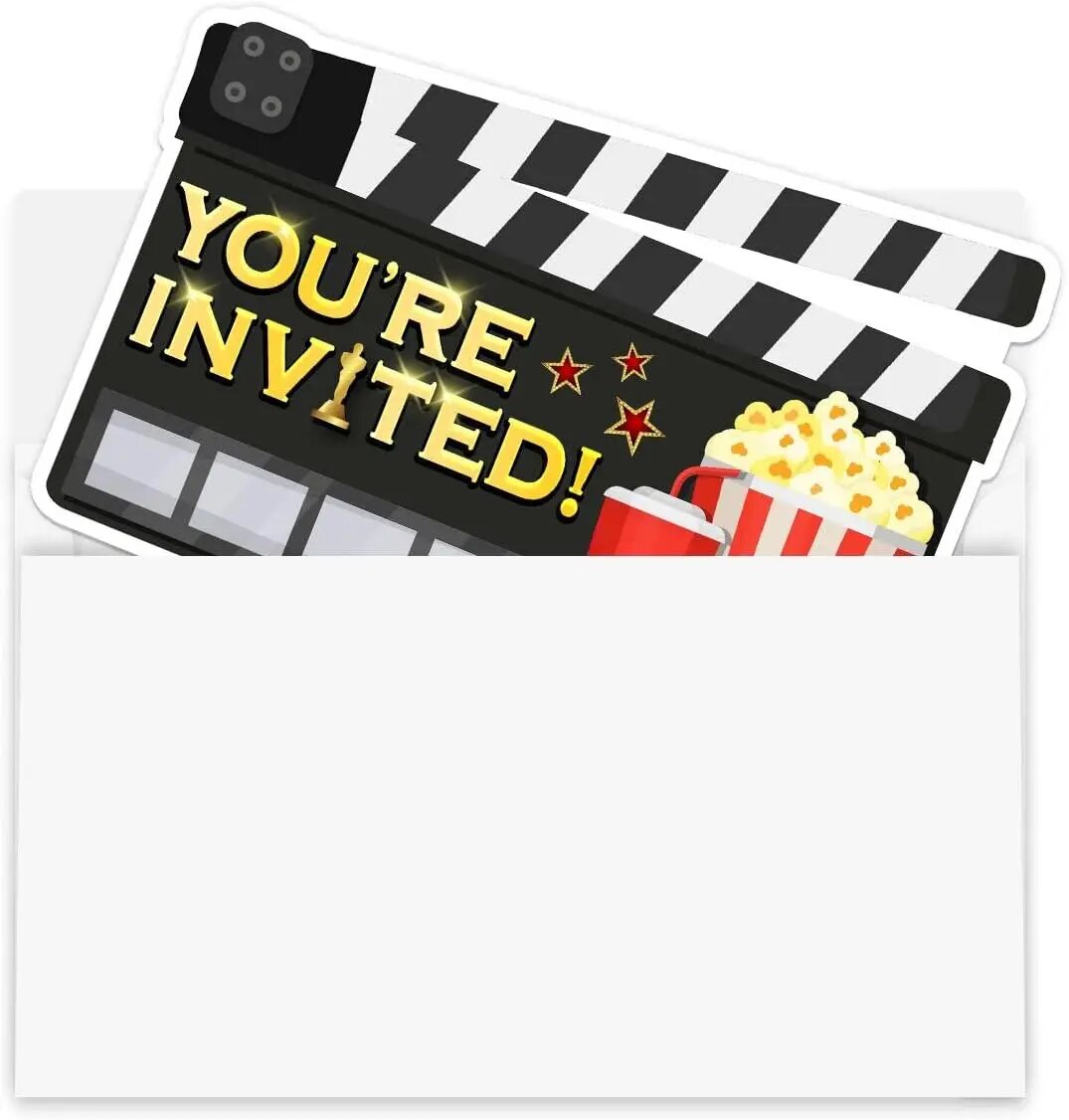 12 шт./компл, креативный голливудский кинофестиваль, тематические приглашения, карты с конвертом для украшения вечеринки в кино, вечеринке, дня рождения