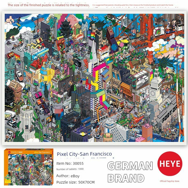 HEYE World Journey Series 1000-Пьесный Головоломка для Взрослых: Пиксельный Город Сан-Франциско для Расслабления