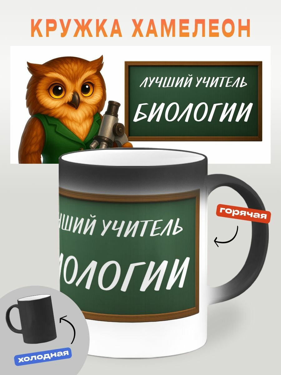 Кружка хамелеон в подарок учителю биологии, 330 мл, 1 шт.