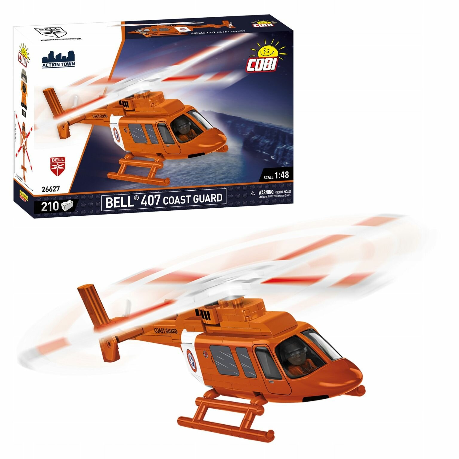 Конструктор Cobi Action Town - Вертолет Bell 407-Coast Guard + фигурка, 210 эл. - 26627