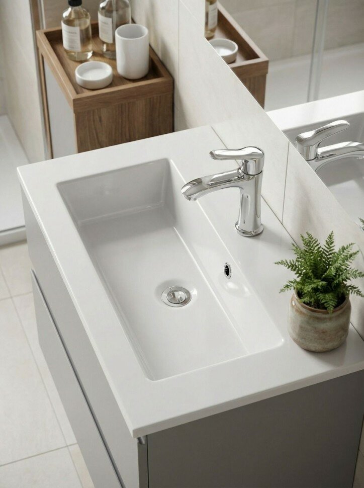 Раковина для ванной 60 см, Uperwood Aurora, белая глянцевая