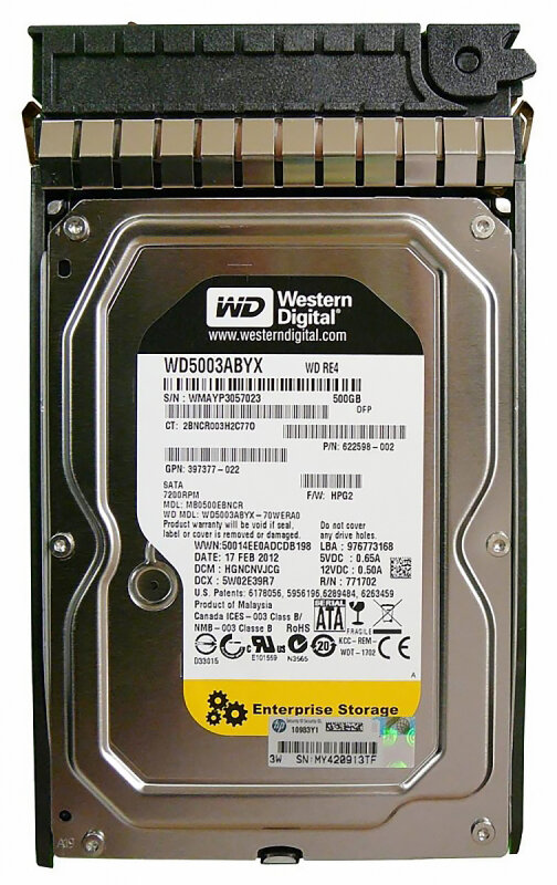 Жесткий диск HP 500Gb 7200 SATAII 3.5" HDD WD5003ABYX-70WERA0