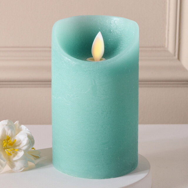 Светодиодная свеча с имитацией пламени 12.5 см, темно-мятная восковая, батарейка, Peha (Пеха), MB-20270