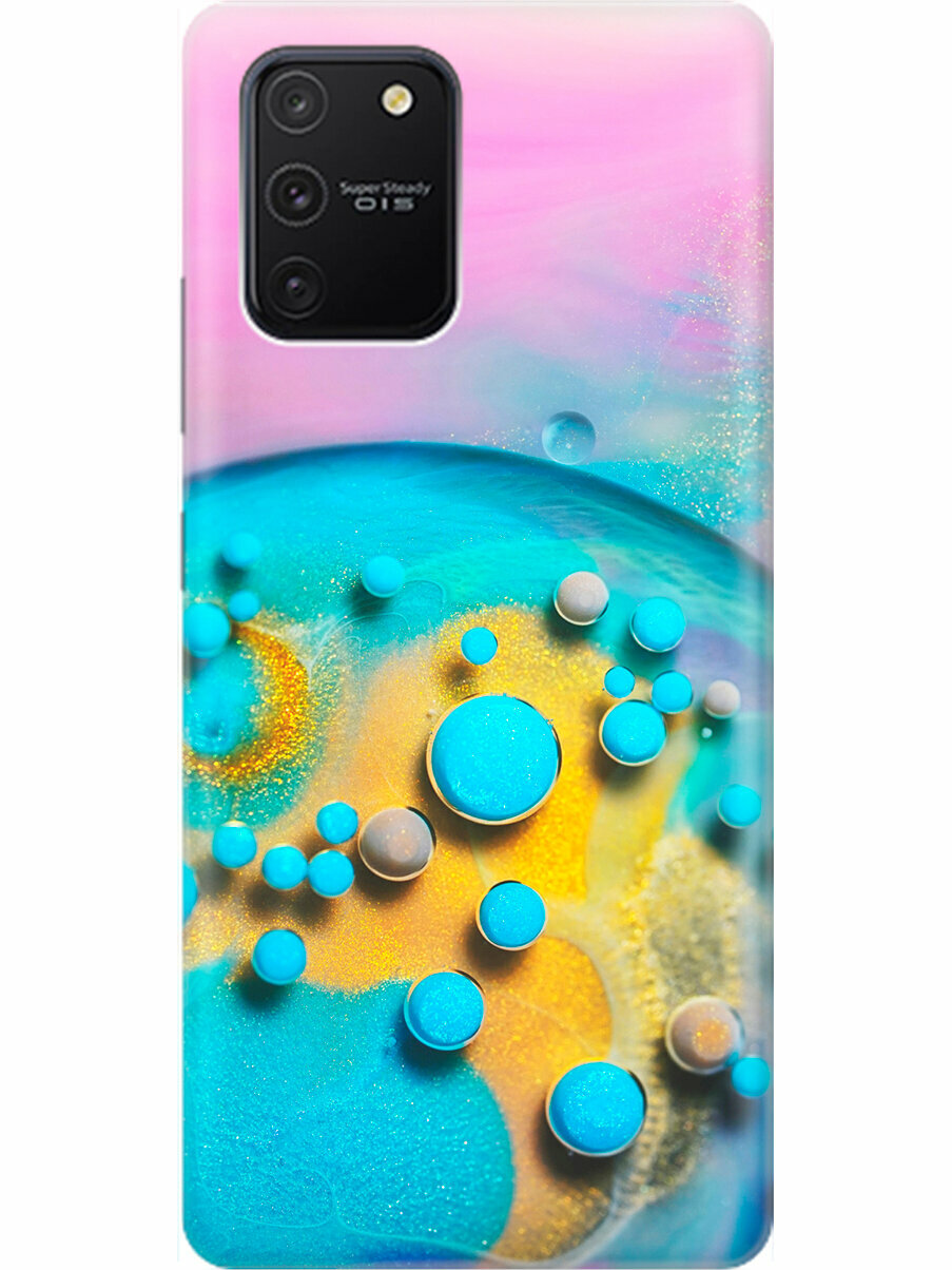 Ультратонкий силиконовый чехол-накладка для Samsung Galaxy S10 Lite с принтом "Цветные капли"