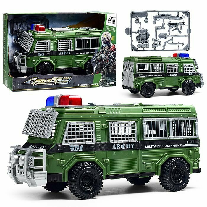 Игровой набор армия Oubaoloon "Автозак" в коробке, инерционный механизм, открывающиеся двери 10-10