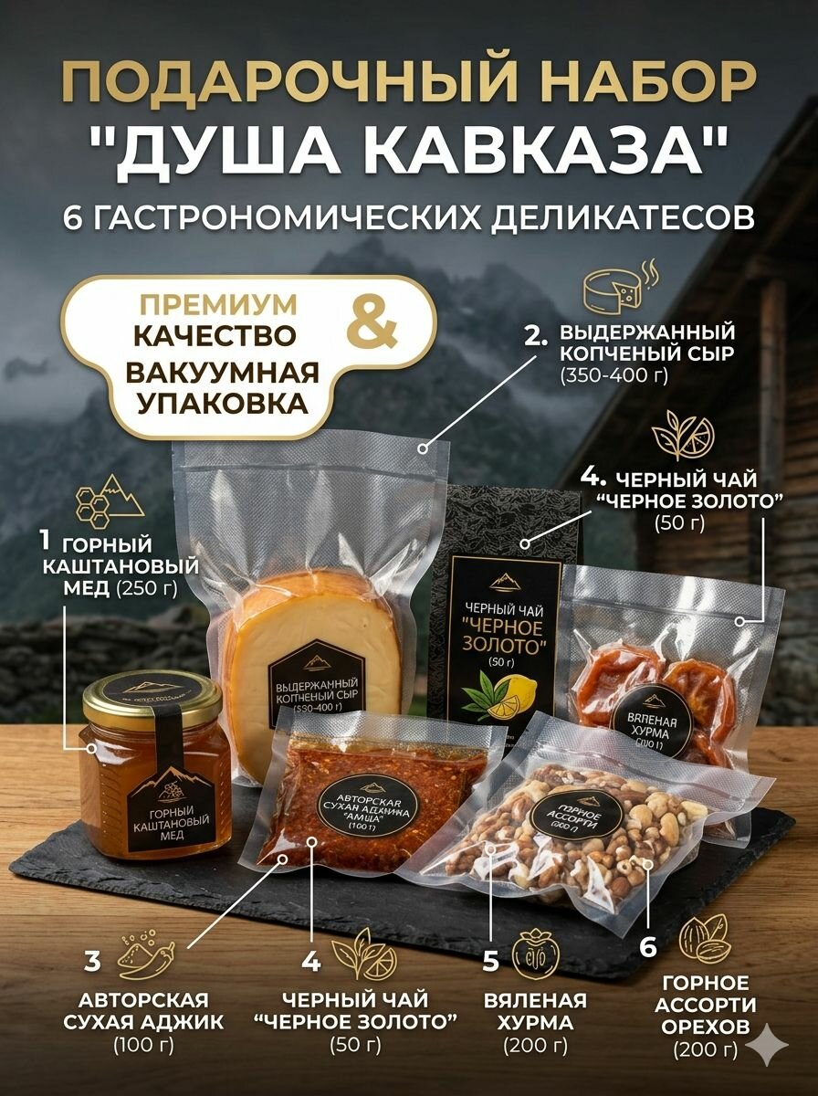 Подарочный набор Душа Кавказа 6 изысканных деликатесов в вакуумной упаковке