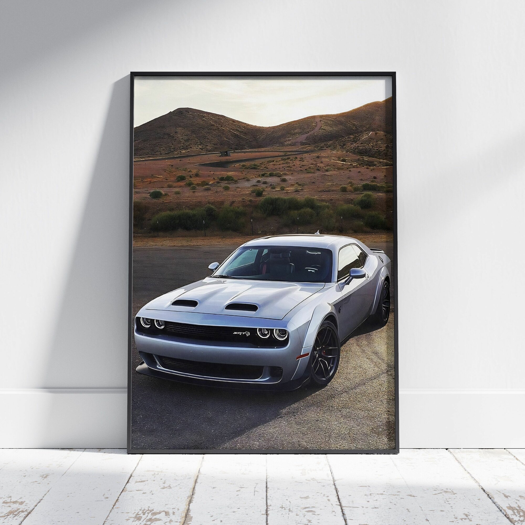 Плакат на стену для интерьера Спорткар (Dodge Hellcat Redeye 8) - Постер по спортивным гоночным машинам автомобилям формата А4 (21x30 см)