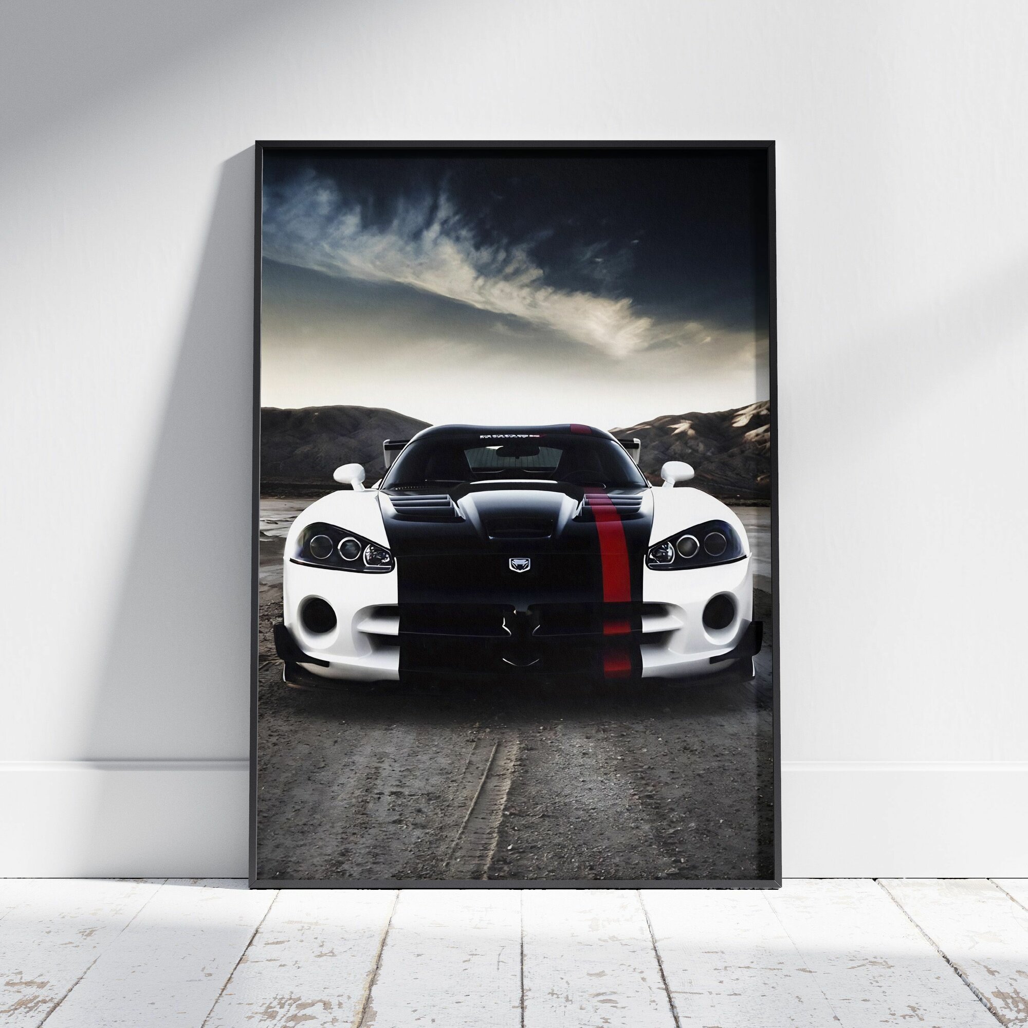 Плакат на стену для интерьера Спорткар (Dodge Viper 8) - Постер по спортивным гоночным машинам автомобилям формата А4 (21x30 см)