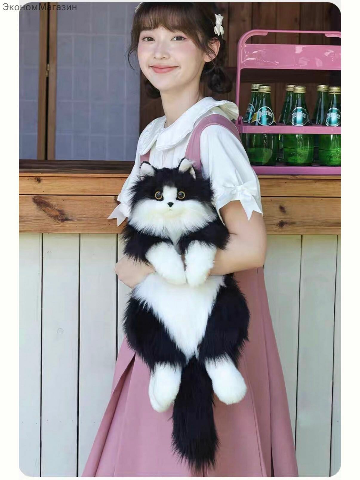 Реалистичная кошачья сумка с 3D глазами — мягкая плюшевая сумочка-кошелёк с ушками, ручная работа, подарок дочери