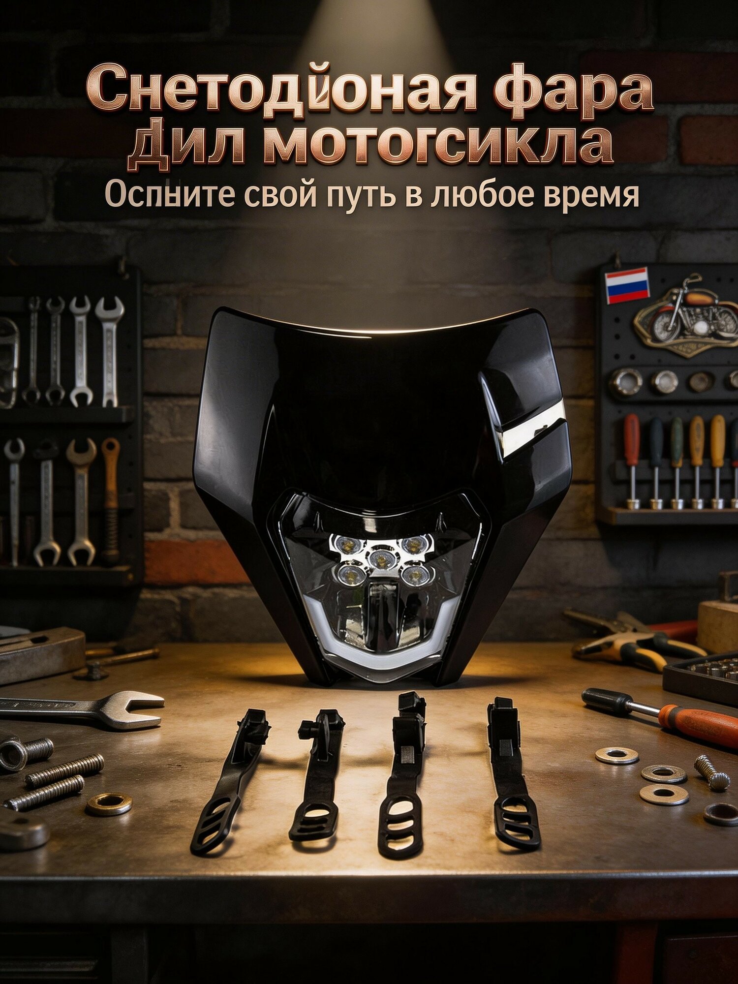 Светодиодная сменная фара для мотоцикла EXC SX, подходящая для внедорожных KTM в комплекте резиновые ремешки и белая вилка для мотокросса и эндуро