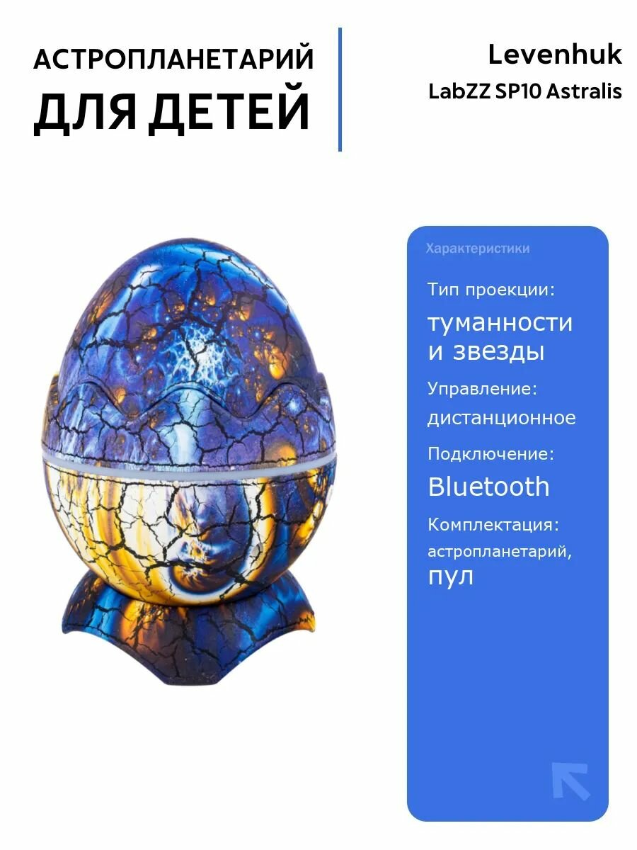 Астропланетарий Levenhuk LabZZ SP10 Astralis, космический проектор с музыкой и дистанционным управлением, идеален для детей и