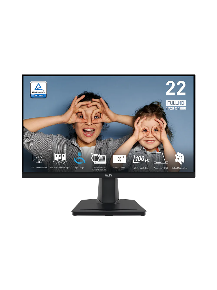 Монитор MSI PRO MP225 21,5", 1920x1080 Full HD, IPS, 100 Гц, 4ms, VESA, черный