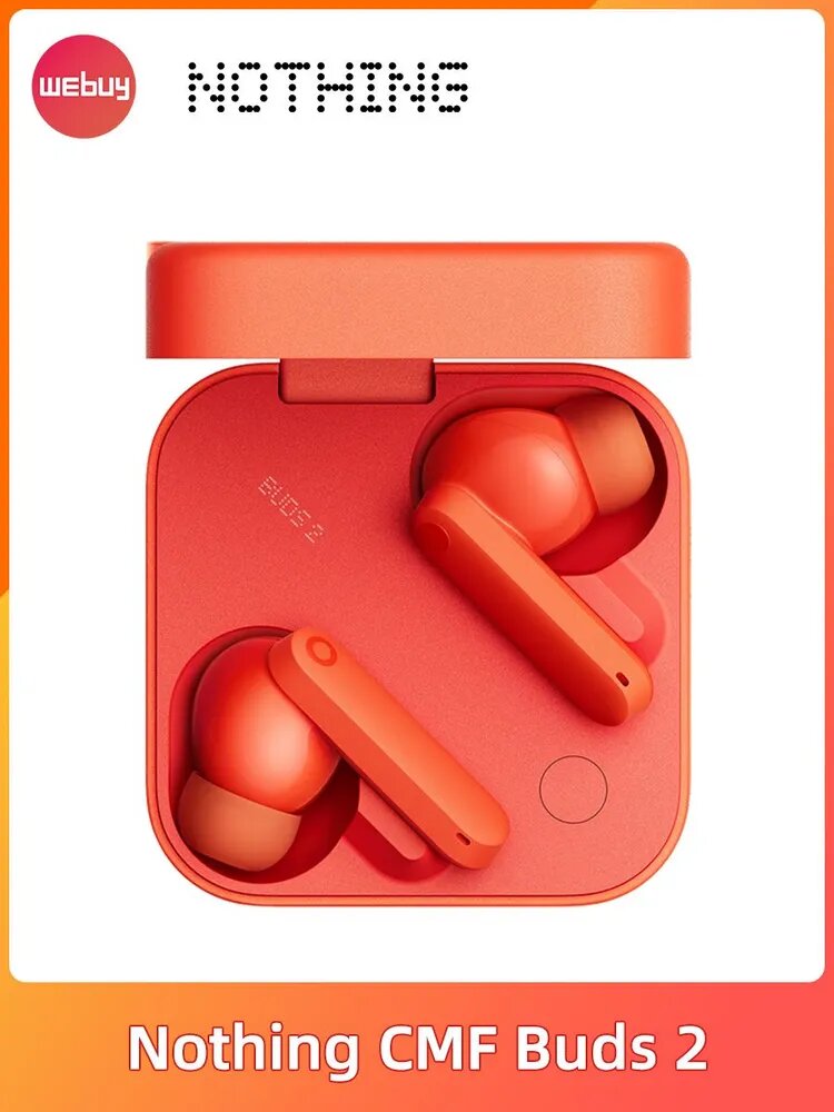 Nothing Наушники беспроводные с микрофоном CMF Buds 2, Bluetooth, USB Type-C, коралловый, горчичный