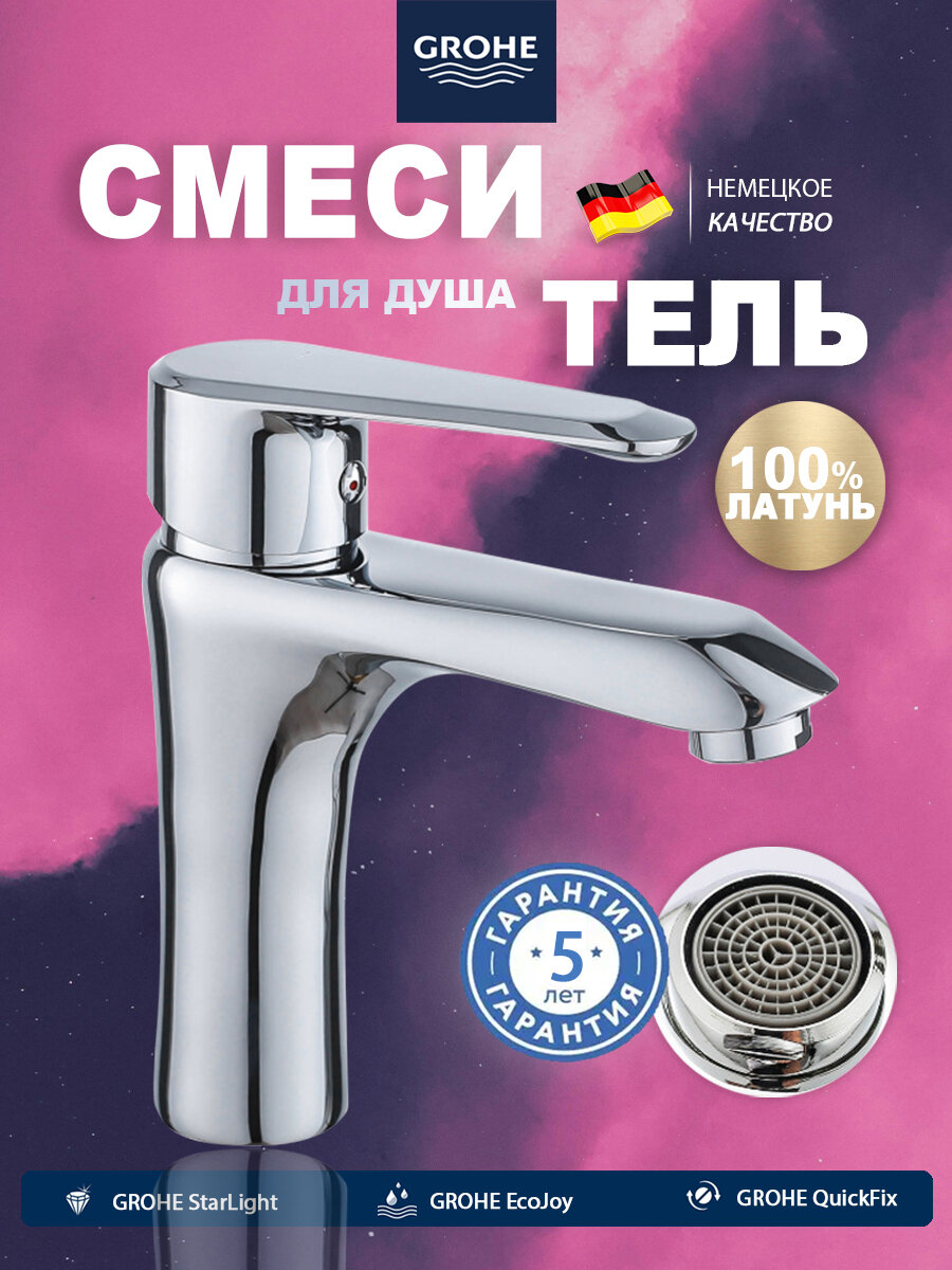 Смеситель hansgrohe, для раковины, хром, латунь, каскадный излив, с гибкой подводкой
