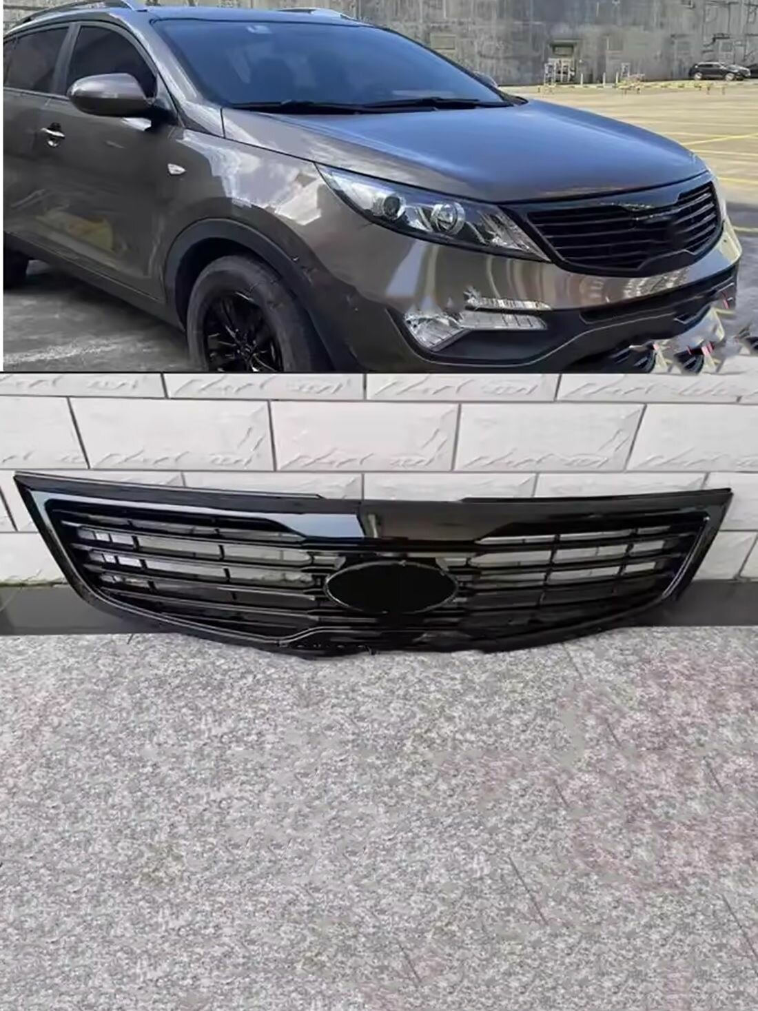 Передняя решетка радиатора для KIA Sportage SL 2010-2014 — верхняя часть переднего бампера, ABS, прямая замена