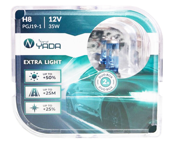 Лампа H8 12V 35W +50% Extra light, 2 шт / Nord YADA / 907366