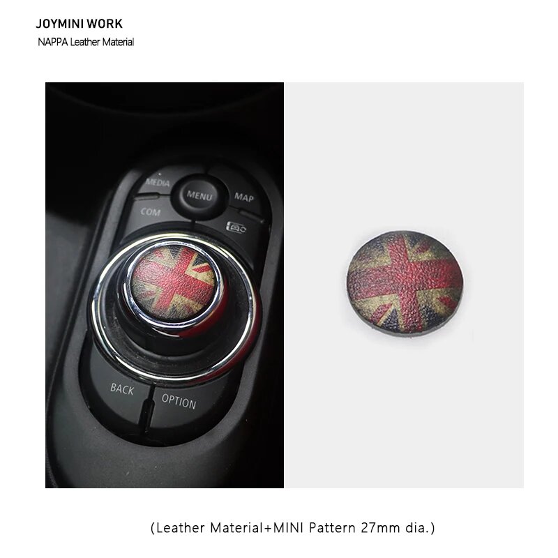 Кожаная кнопка управления Mini Cooper, Retro Union Jack