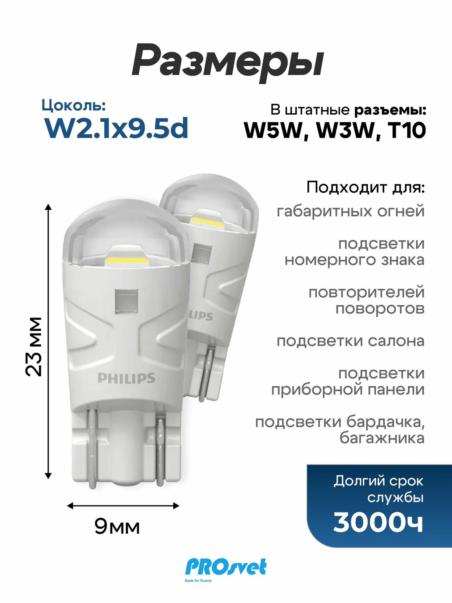 Philips Лампа автомобильная W5W led; 11961CU31B2