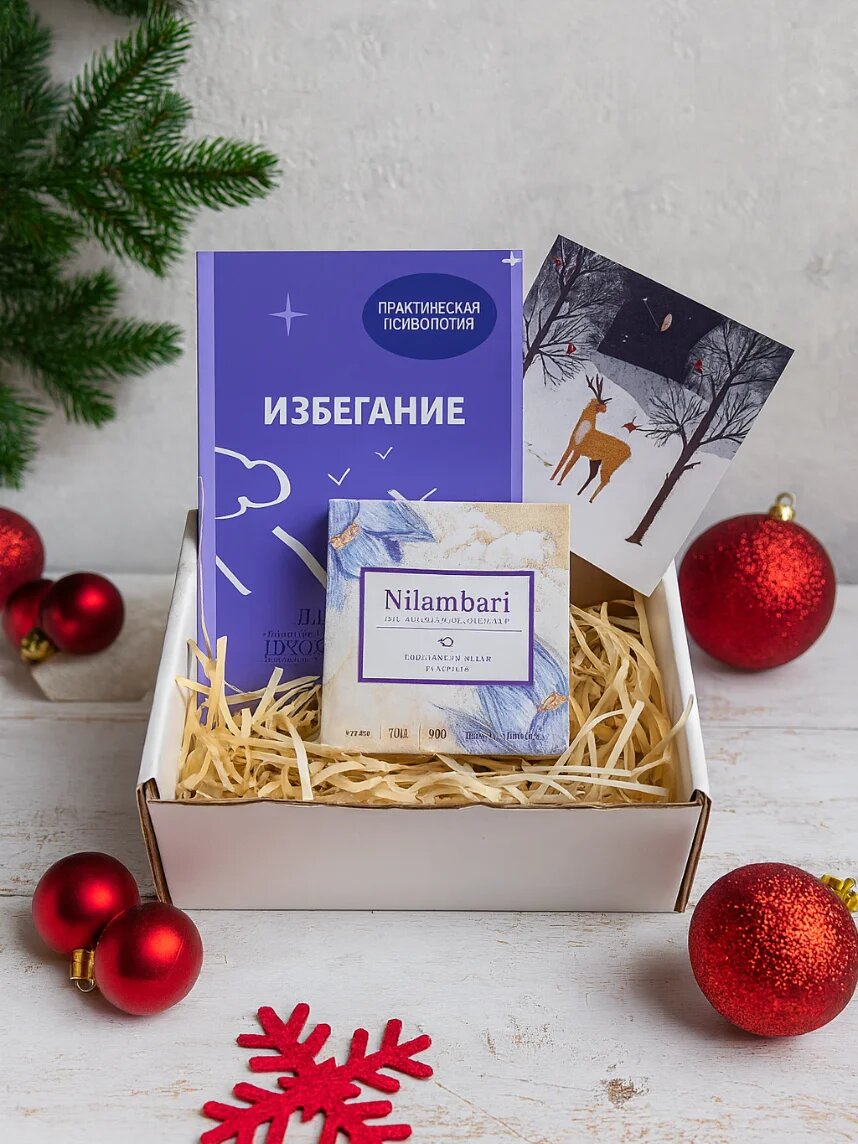 Подарочный набор на Новый год с книгой «Избегание» и шоколадом