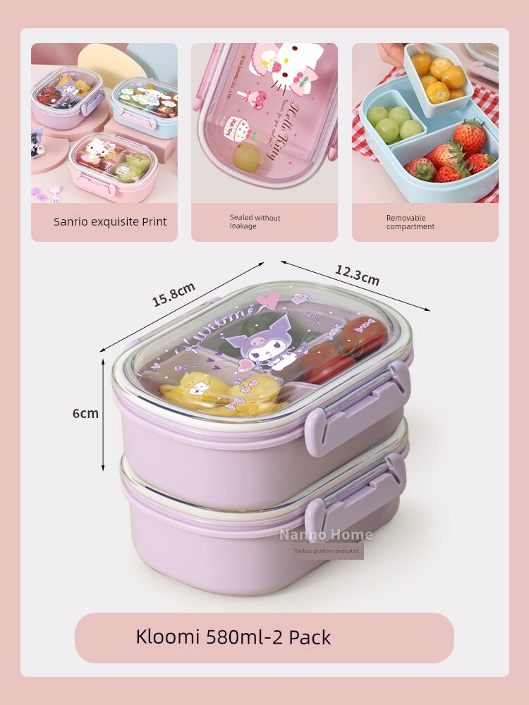 Фруктовый ланч-бокс Sanrio для детей и учеников начальной школы, милый портативный контейнер для перекусов с