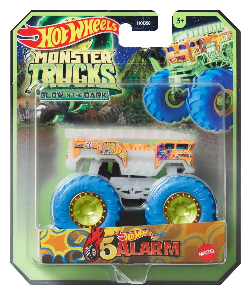 Машинка Mattel Hot Wheels Monster Trucks (Монстр трак)Glow in the Dark 5 Alarm