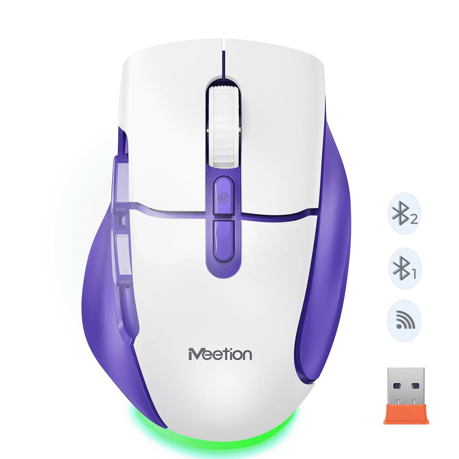 Мышь Meetion , беспроводная, эргономичная, бесшумная, Bluetooth 2.4 G, подсветка, 105гр