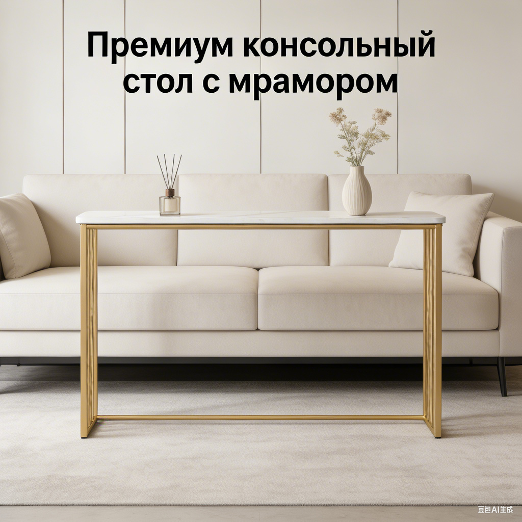 Стол для тех, кто ценит стиль: за диваном/при входе (натуральный мрамор) 120×20×75 см