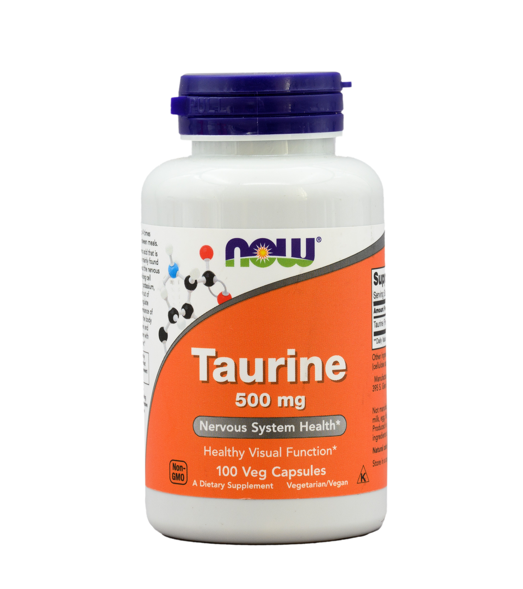 NOW Taurine 500 мг 100 капсул. Для сердца и энергии. Произведено в США