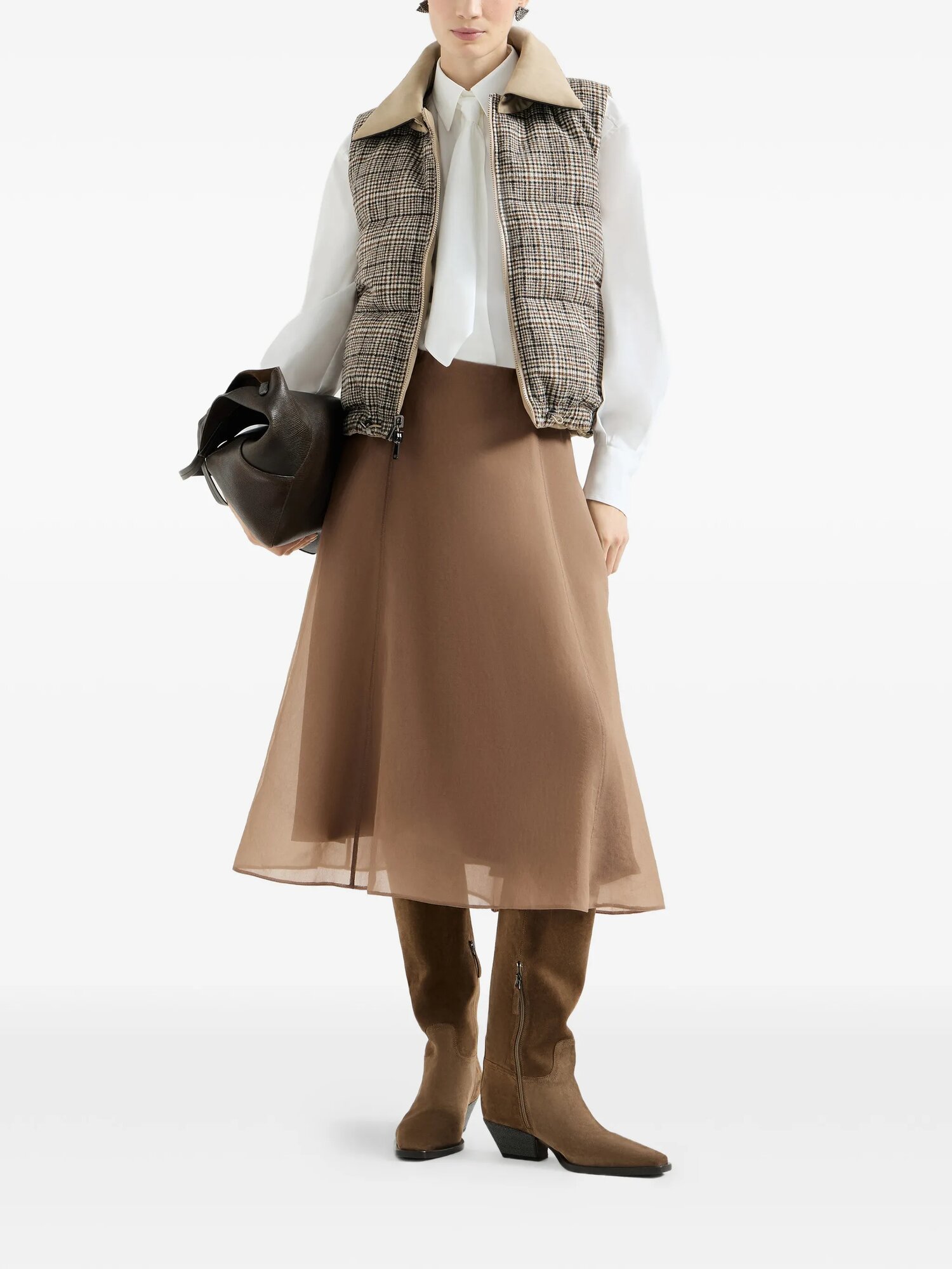 Юбка BRUNELLO CUCINELLI Crispy silk circle skirt, размер 52 — фото 1