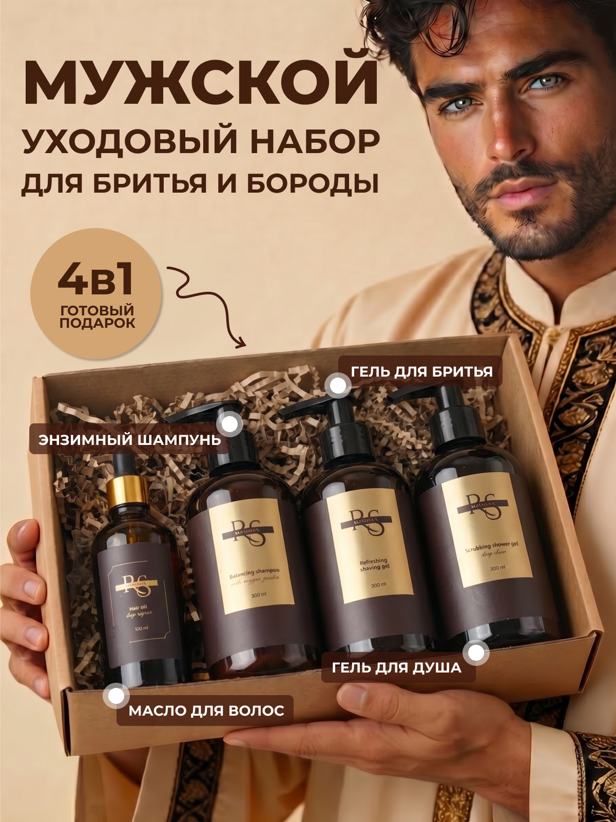 Подарочный набор для мужчин. спа набор для душа и бритья. Подарок папе, мужу