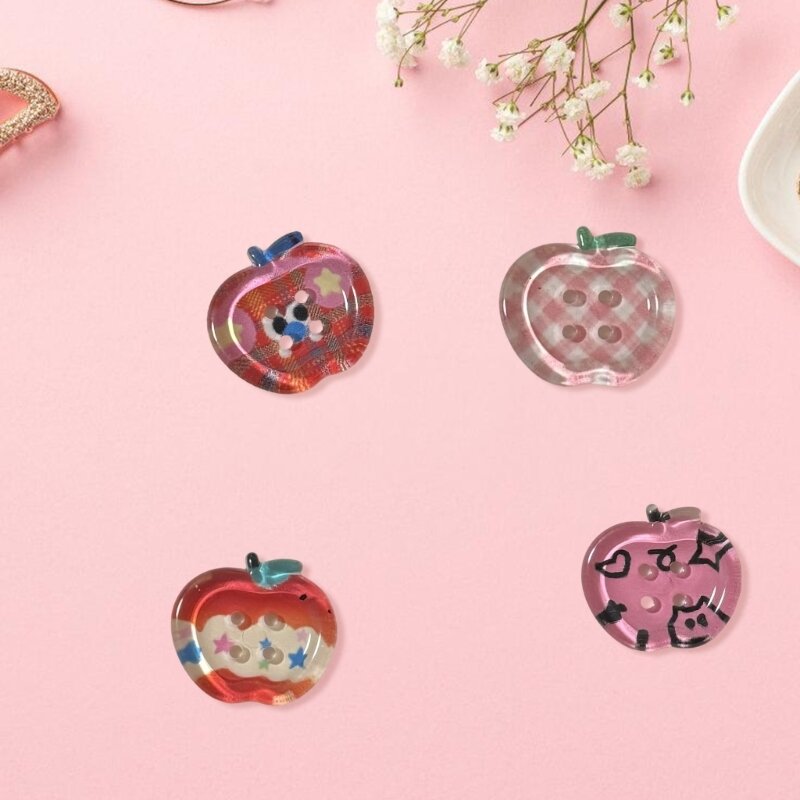 10Pcs Fruit Shape Acrylic Button 4 Hole Button 20mm Sewing Button for Craft — фото 1