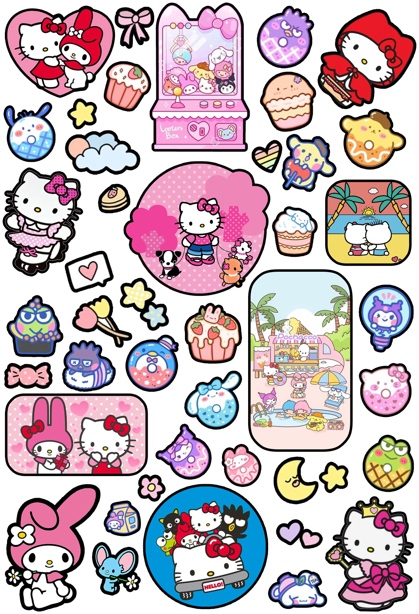 Наклейки стикеры "Hello Kitty" набор 2 листа, формат А5, винил