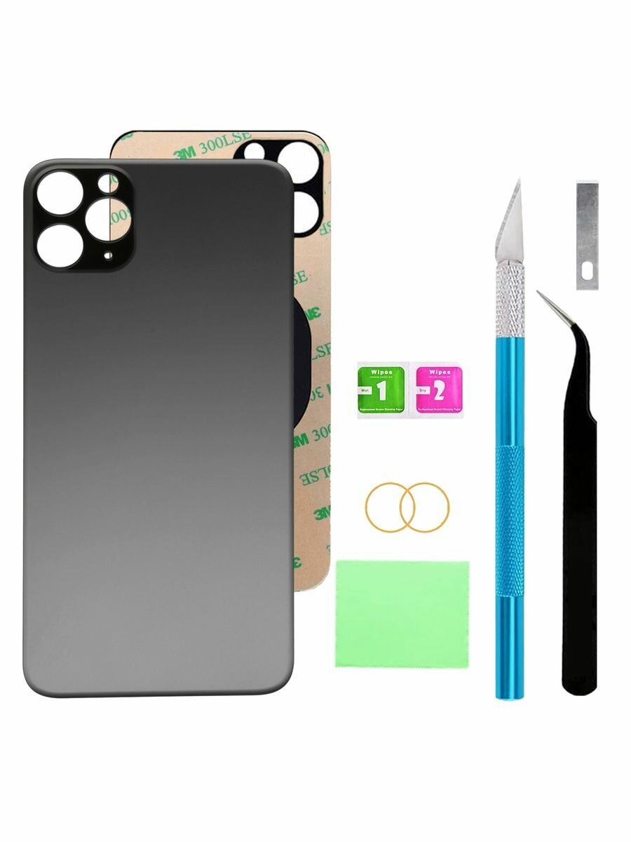 Заднее стекло для iPhone 11 Pro замена задней панели, комплект с инструментами для ремонта-Серый космос