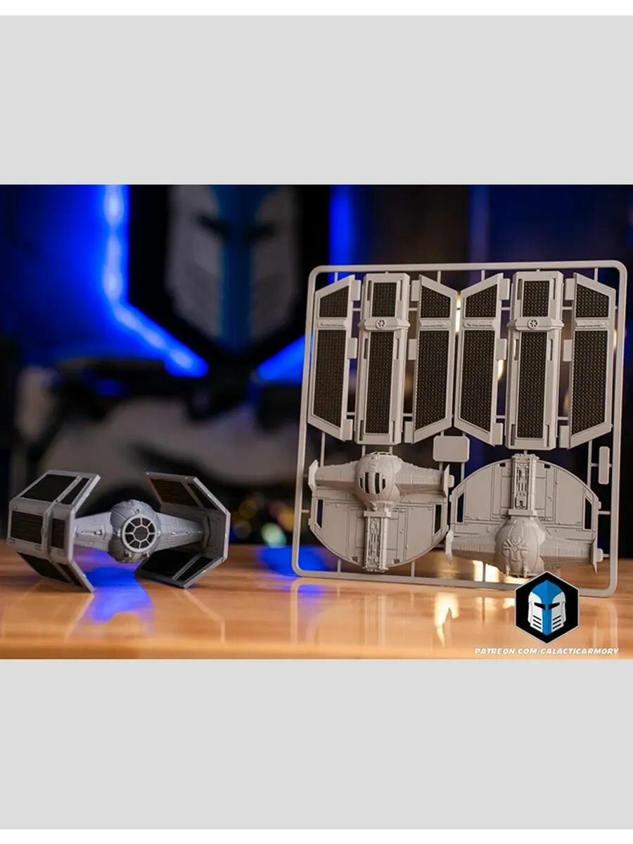 Сборная модель космического истребителя TIE Advanced 3D печать из пластика