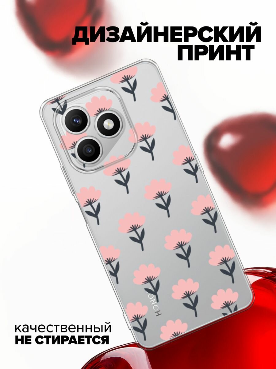 Чехол на Honor X8d / Хонор X8d с принтом Паттерн облачные цветы — фото 1