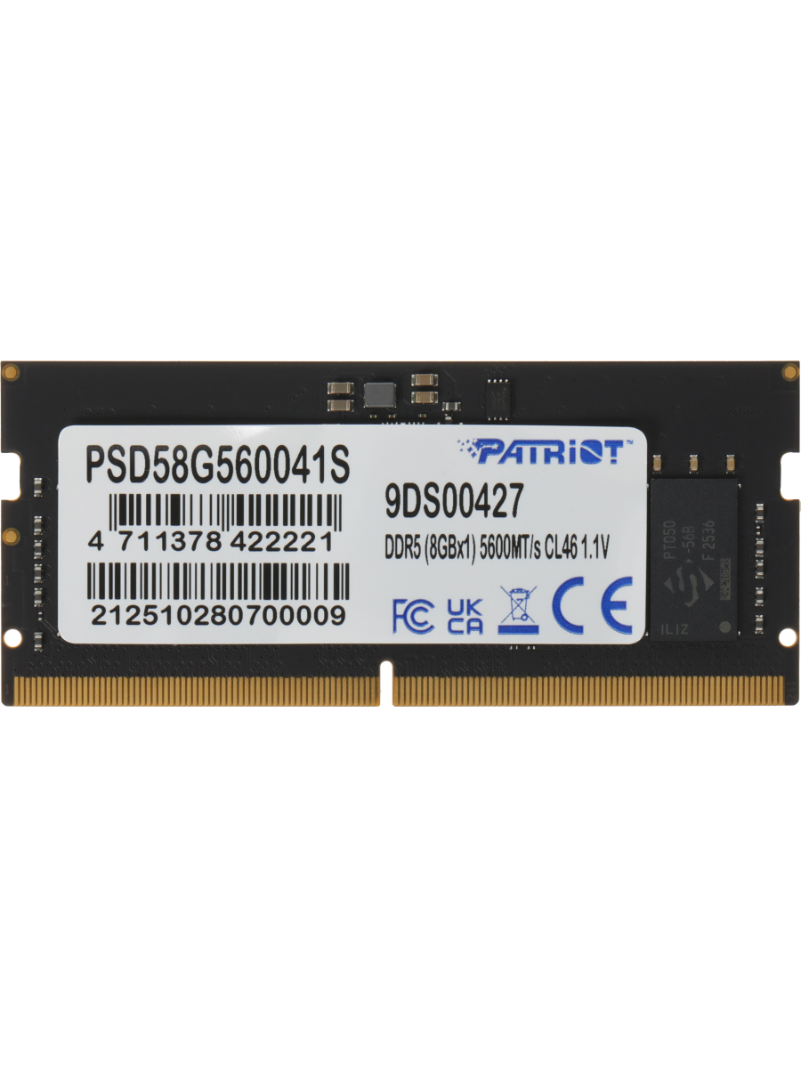 Память DDR5 8GB 5600MHz Patriot PSD58G560041S Signature Line RTL PC5-44800 CL46 SO-DIMM 262-pin 1.1В single rank RTL