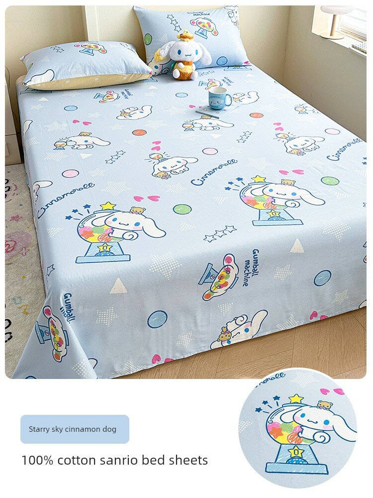 Оригинальный комплект постельного белья Sanrio Cinnamoroll из 100% хлопка, односпальный, утолщенный, осенне-зимний, из