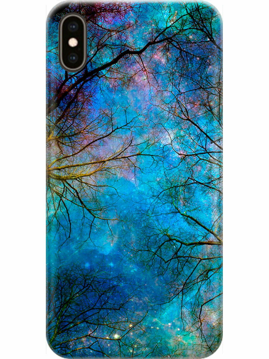 Силиконовый чехол на Apple iPhone XS Max / Эпл Айфон Икс Эс Макс с рисунком "Ночное небо в ветвях"