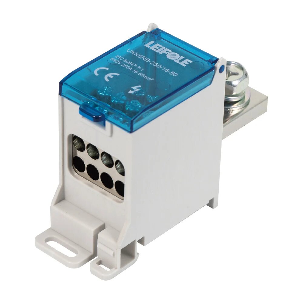 Распределительный блок (коробка) Leipole 250А, 690В, на DIN-рейку UKK6NB-250/16-50/8x10 5012.102
