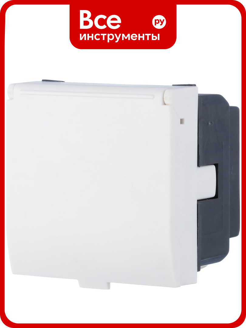Розетка LK Studio с заземляющим контактом, шторками и крышкой, белый LK45 851504-1, белый