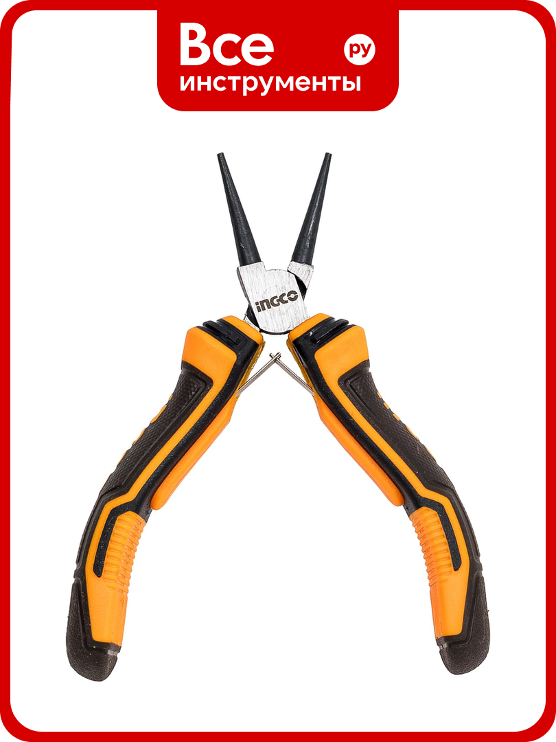 Круглогубцы INGCO HMNP08115, CrV, двухкомпонентные рукоятки, 115мм