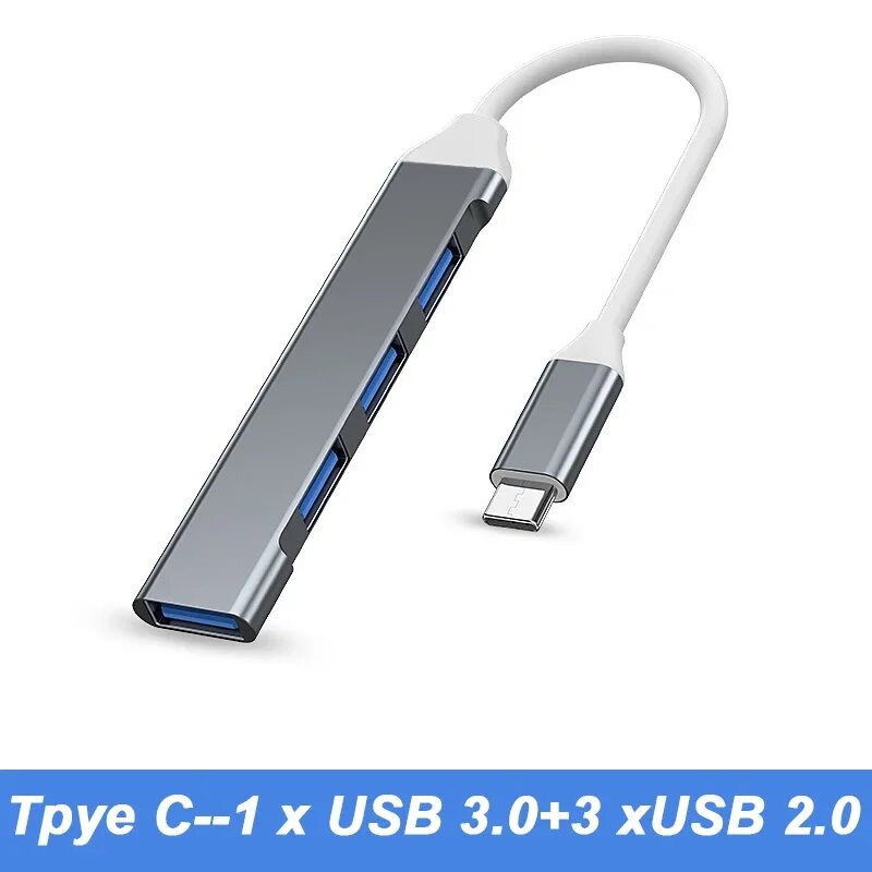 USB-концентратор Type-C 4-в-1, для подключения устройств, быстрый