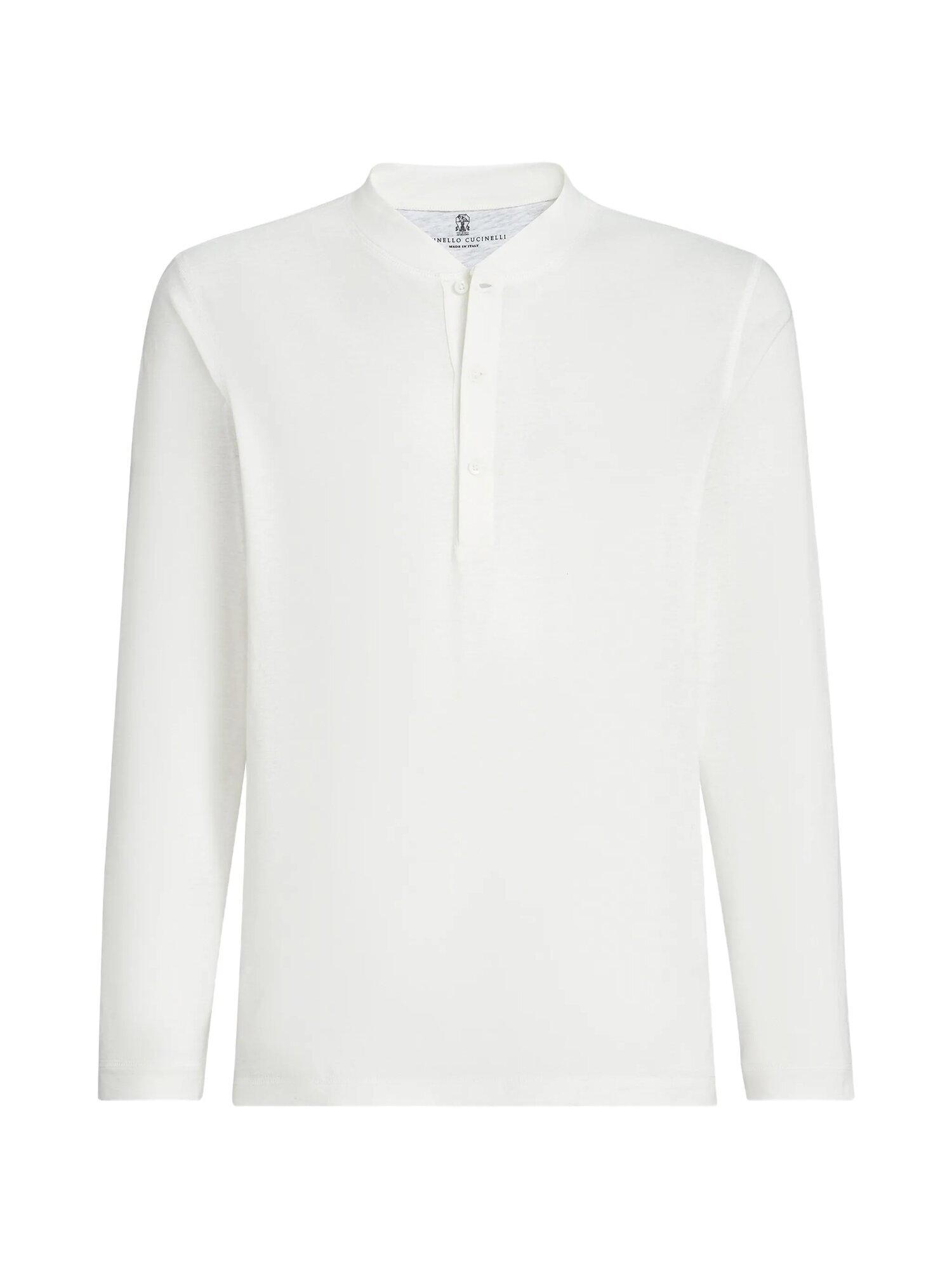Футболка Linen and cotton jersey long sleeve T-shirt with Henley collar