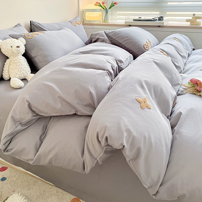 Детский комплект постельного белья MUJI из четырех предметов, 100% хлопок, новая модель 2026 года, простыня,