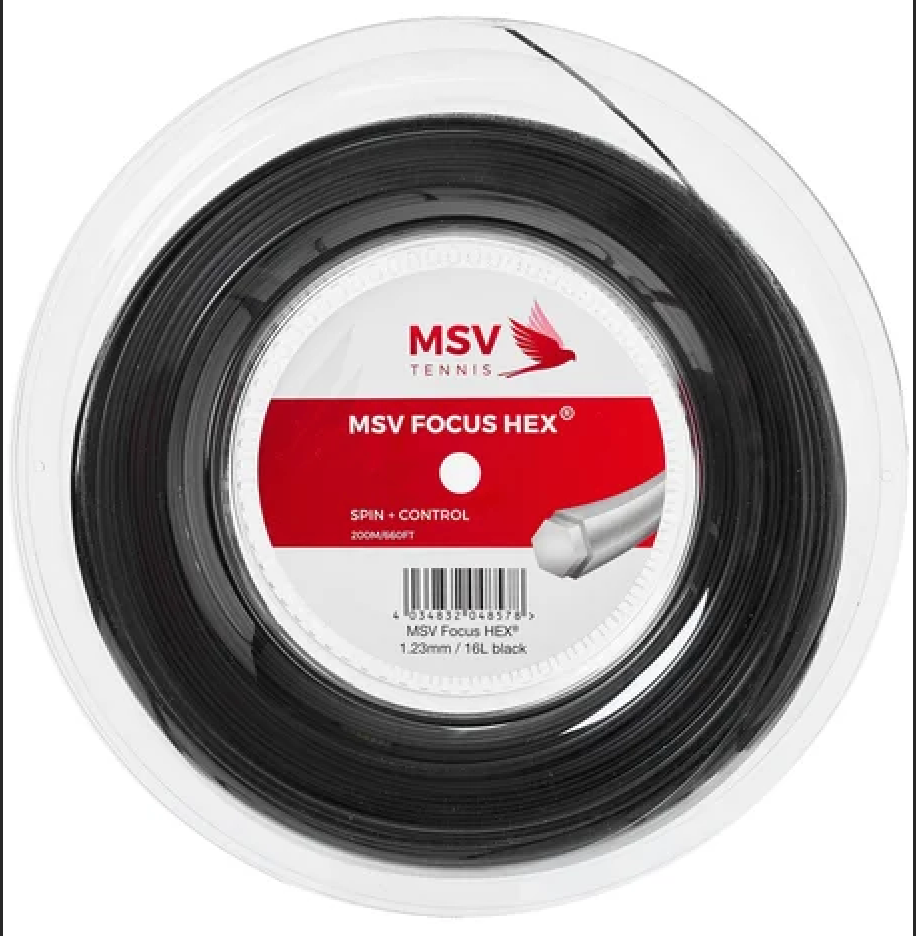 Теннисная струна MSV Focus Hex 1.23мм черный (нарезка 12 метров)